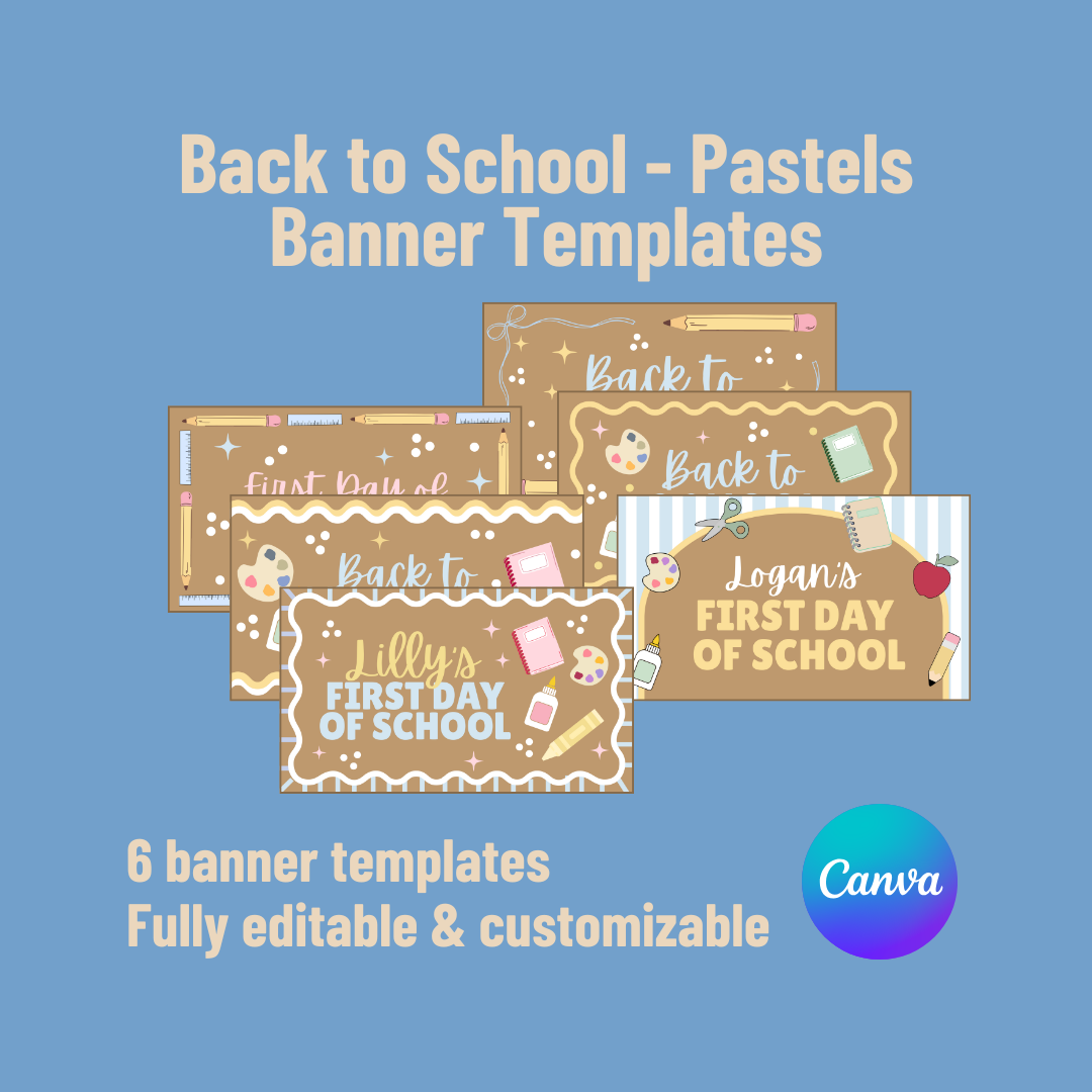 Back to School Pastels Banner Templates – Party Banners by Kelli